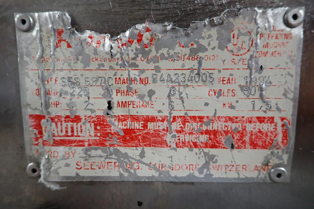 Rondo Seewer 24 in. Dough Sheeter, w/ flour duster and slitter