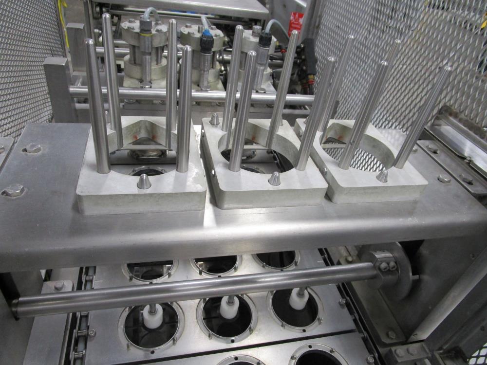 Modern Packaging Inc. 3 Lane Inline Cup Filler. Model SL 1x3 (Incomplete)