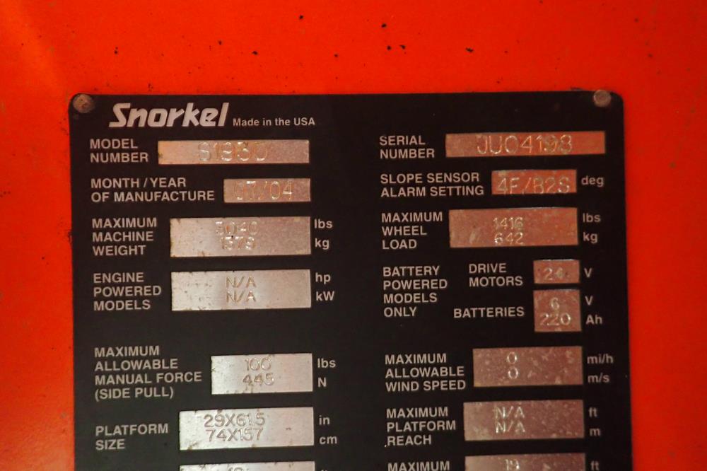 Snorkel S1930 Scissor Lift