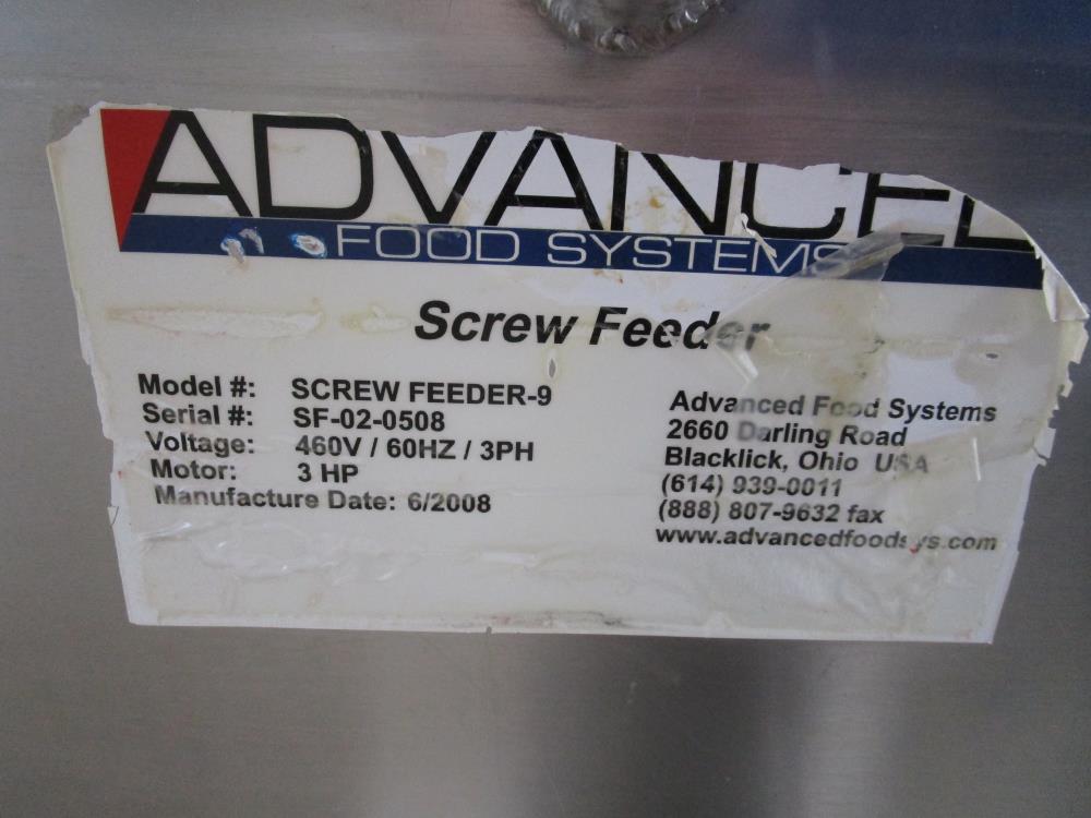Advanced Food Systems SS Screw Feeder