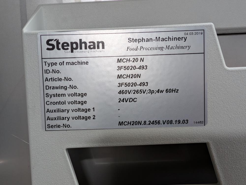 Used 2019 Stephan Microcut MCH 20 FS Cutter/Emulsifier – 1200–4500 kg/hr