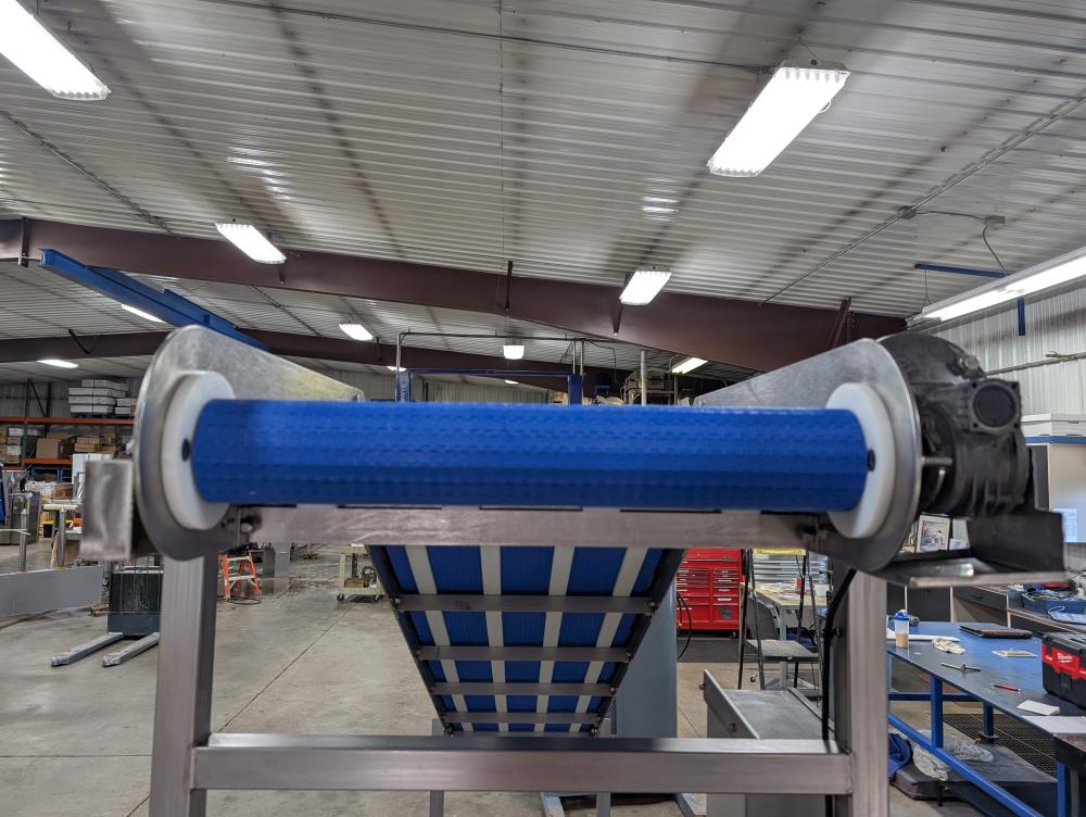 Used Incline Belt Conveyor – 120" Long, Variable Speed, Stainless Frame