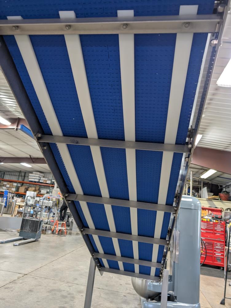 Used Incline Belt Conveyor – 120" Long, Variable Speed, Stainless Frame