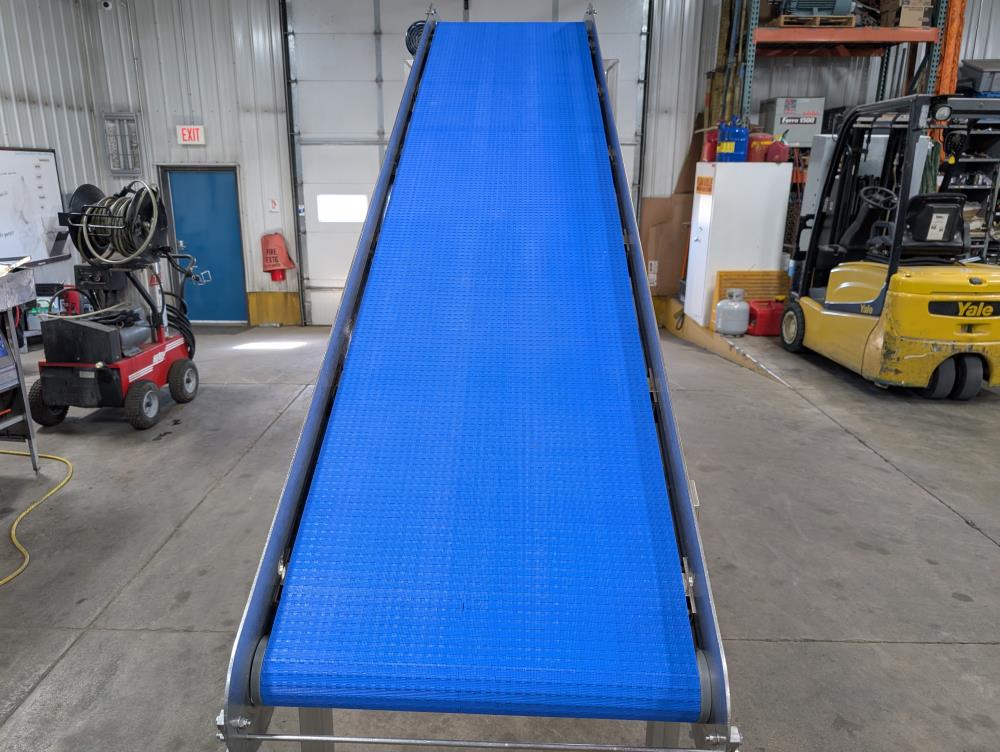 Used Incline Belt Conveyor – 120" Long, Variable Speed, Stainless Frame